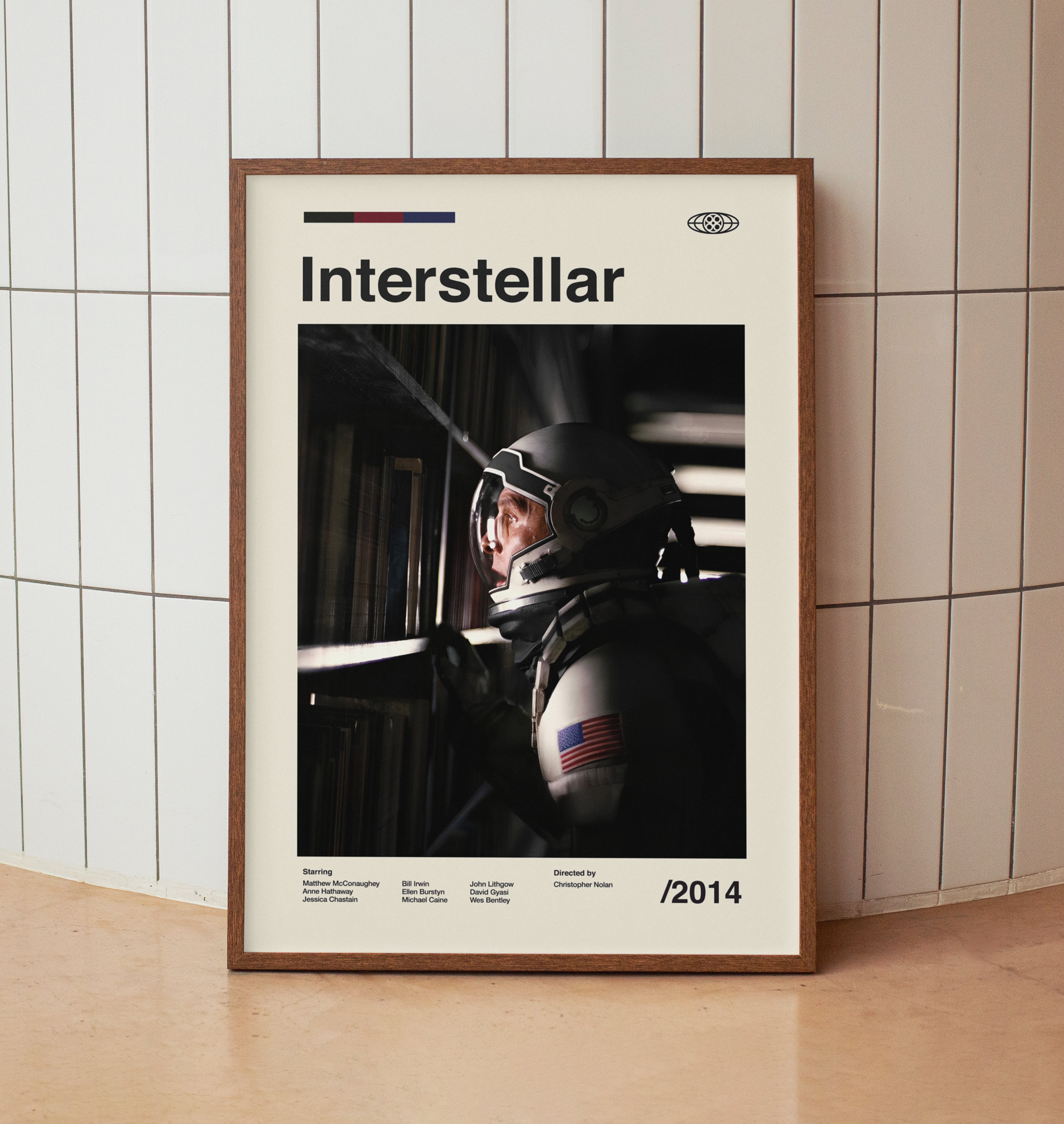 Interstellar Vintage Movie Poster - Matthew Mcconaughey Anne Hathaway - Minimalist Midcentury ...