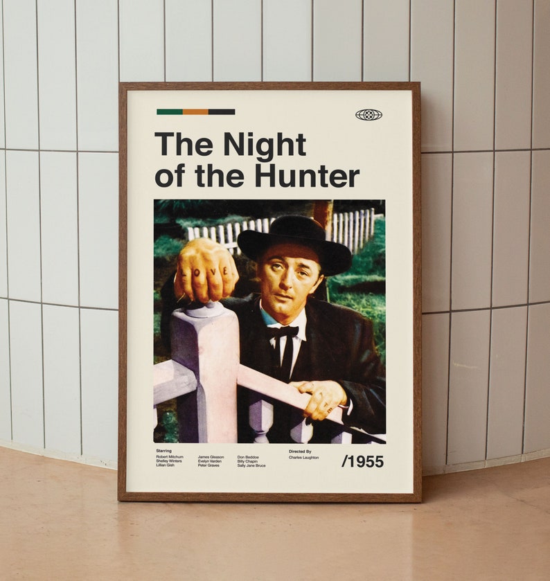 The Night of the Hunter Wall Art Print - Robert Mitchum Film Poster ...