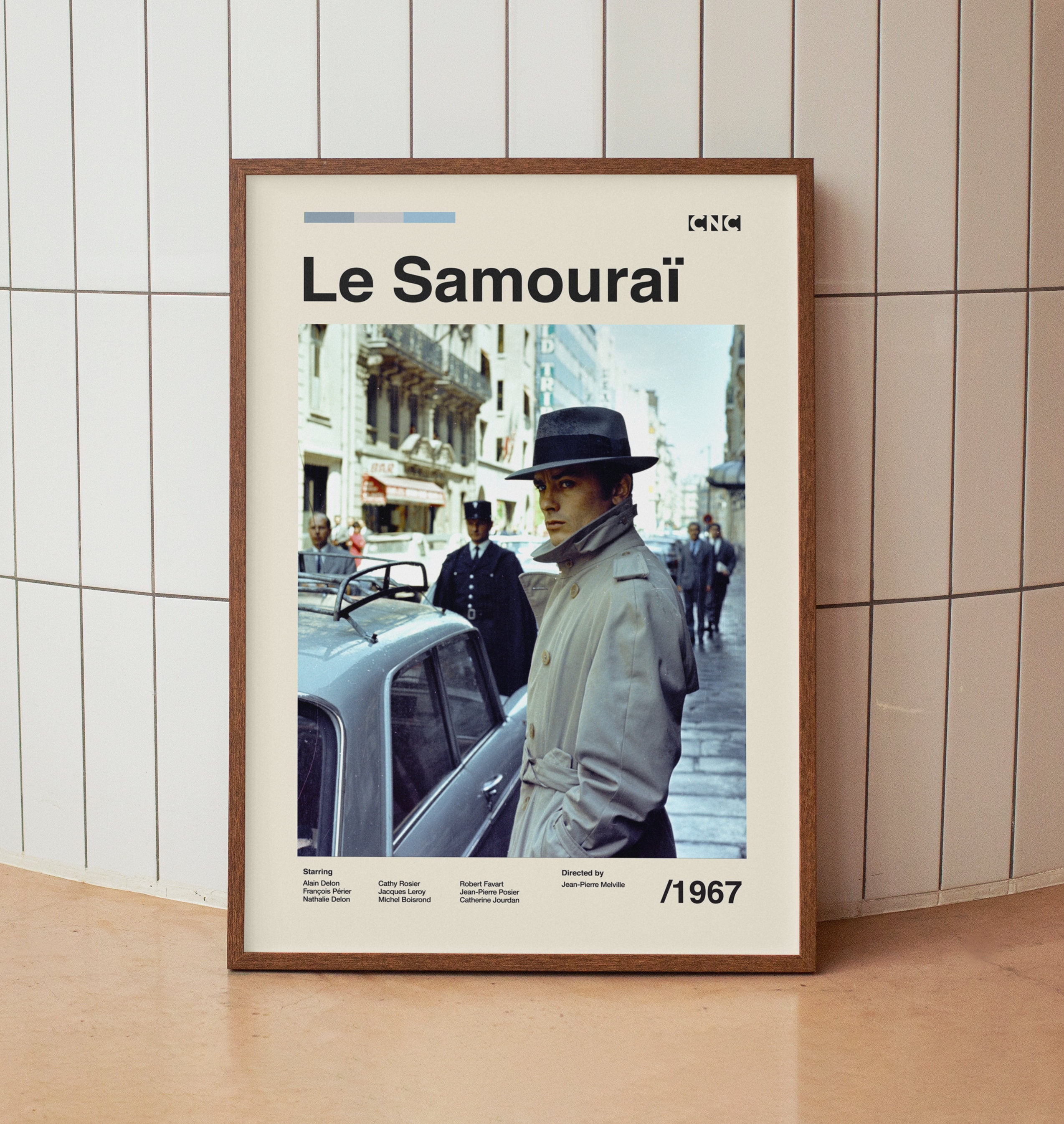 Le Samourai Vintage Minimalist Movie Poster Alain Delon Midcentury Wall ...