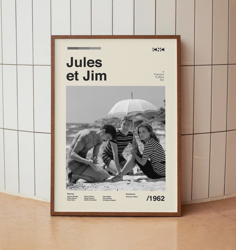 Jules and Jim Vintage Movie Poster Minimalist Midcentury - Etsy