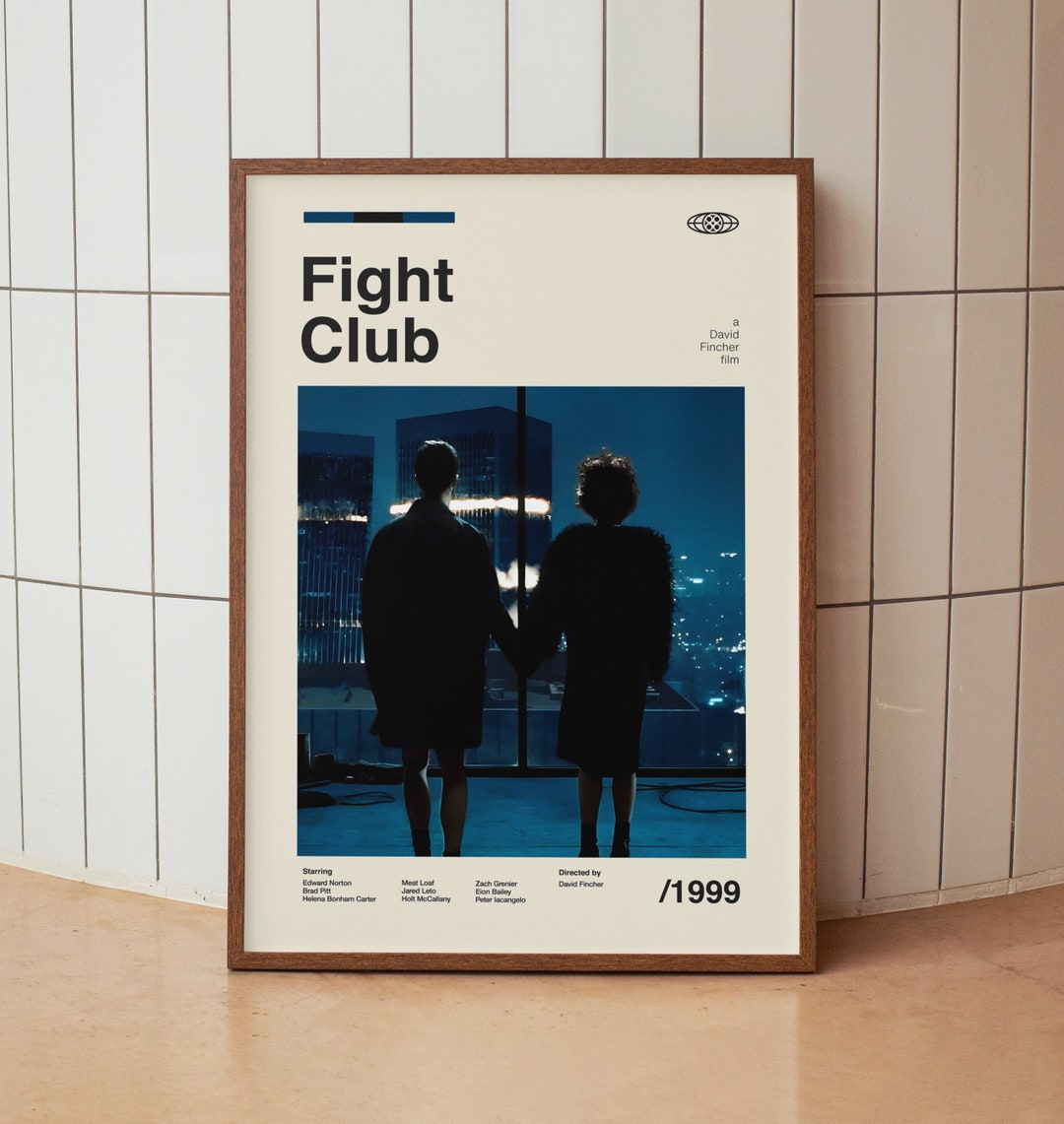 Fight Club Vintage Movie Poster - Brad Pitt Edward Norton - Midcentury ...