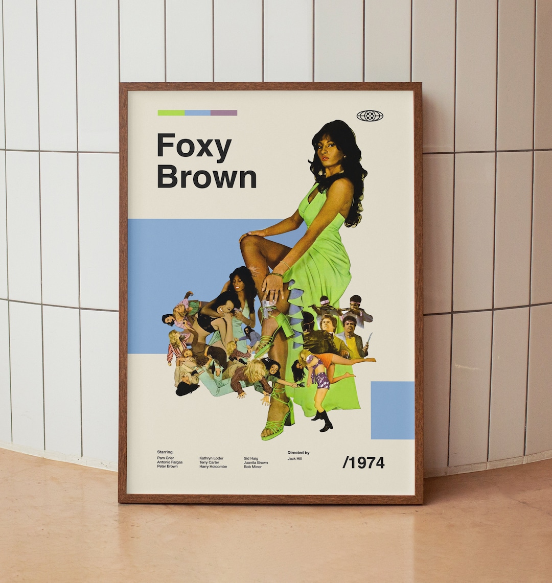 Foxy Brown Vintage Movie Poster - Pam Grier - Minimalist Midcentury ...