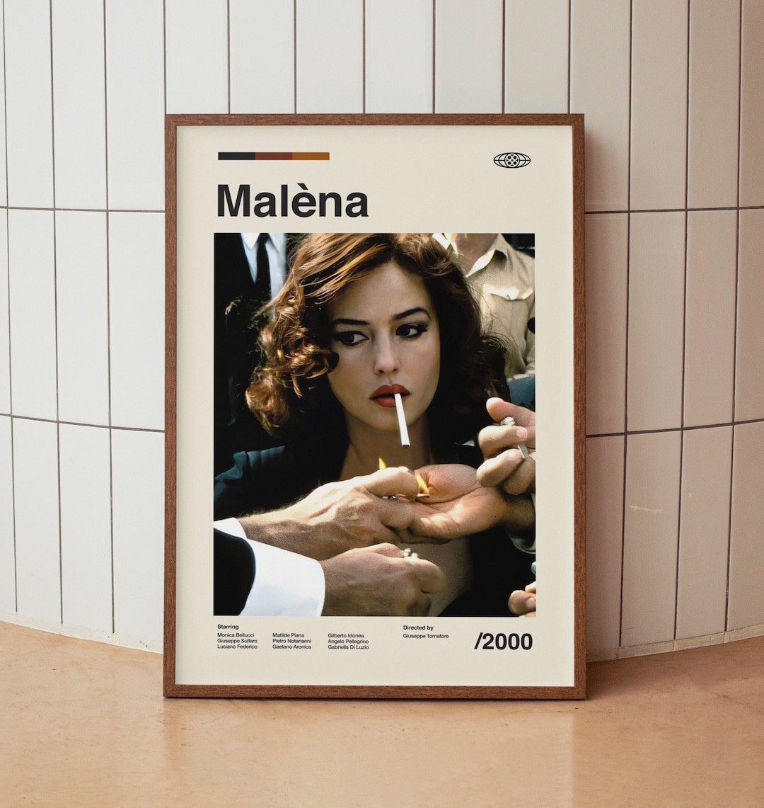 Malena Vintage Movie Poster - Monica Bellucci Cigarette - Minimalist ...