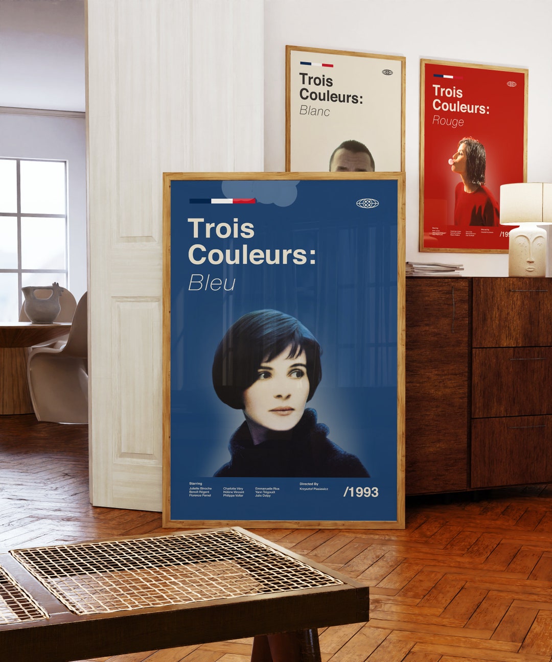 Three Colours Blue Wall Art Print - French Movie Poster - Midcentury ...