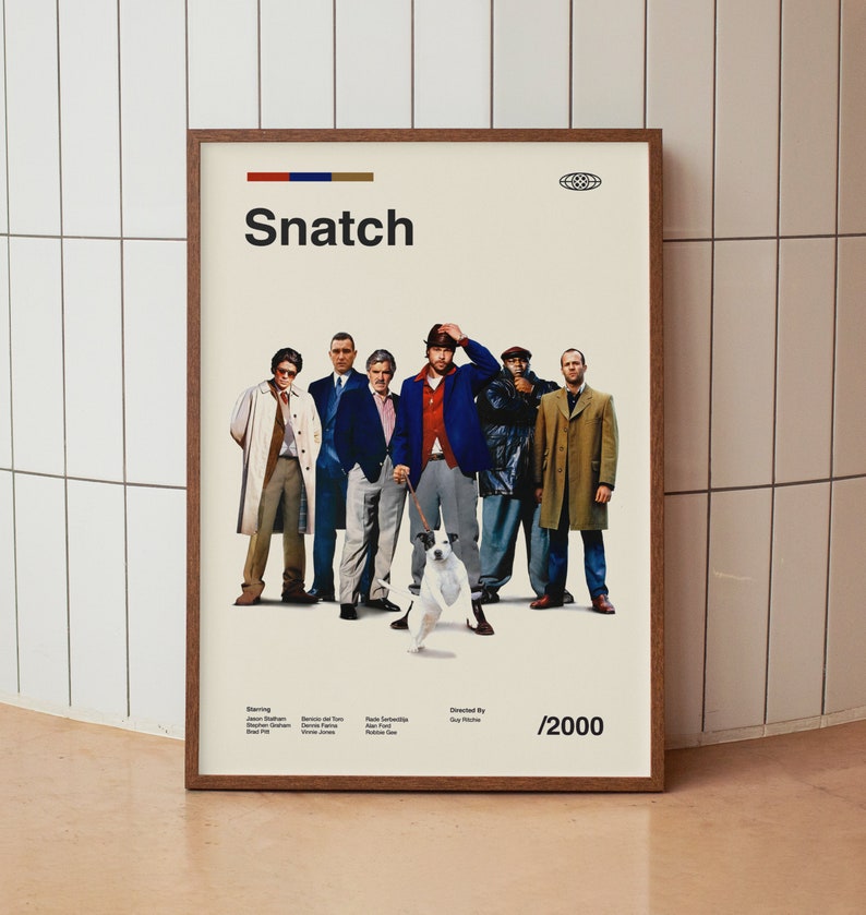 Snatch Wall Art Print - Brad Pitt Guy Ritchie Movie Poster - Midcentury ...