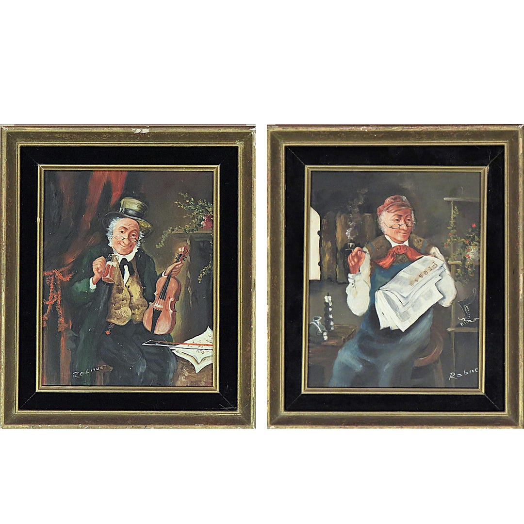 F.H. Rabner Viennese Oil Paintings – Two Gentleman Figures - Etsy