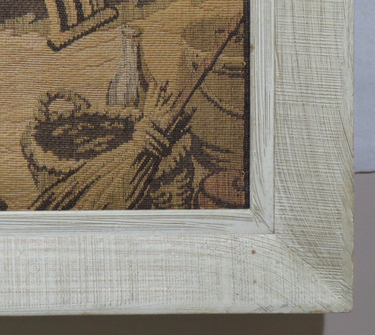 Early Vintage Framed Tapestry Depicting a Victorian Scene in a Tavern ...