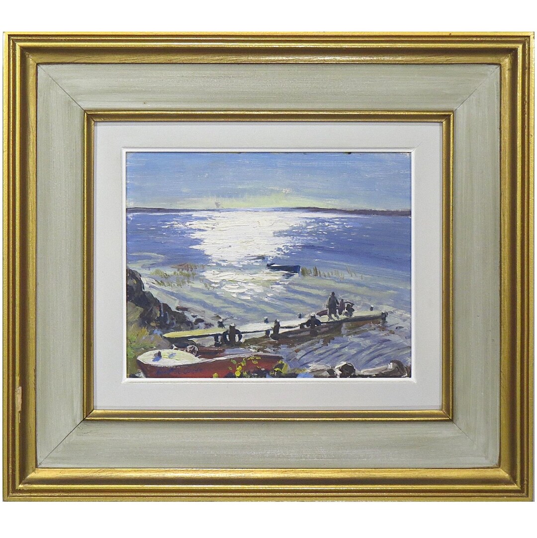 Kent De Conde - Impressionist Oil Painting Depicting a Long Dock on a ...