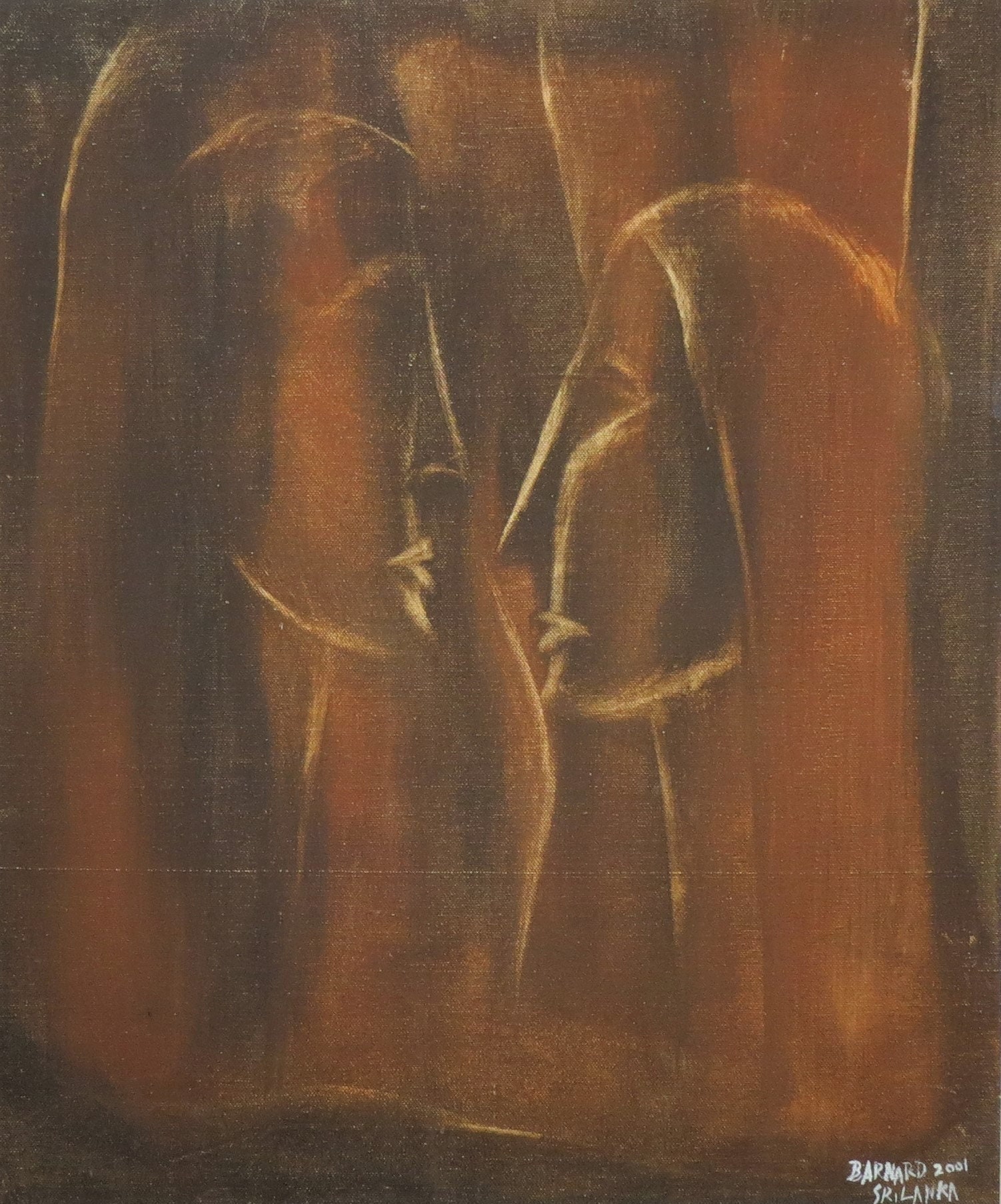 Unique Painting on Fabric Depicting 2 People Looking at Each Other From ...