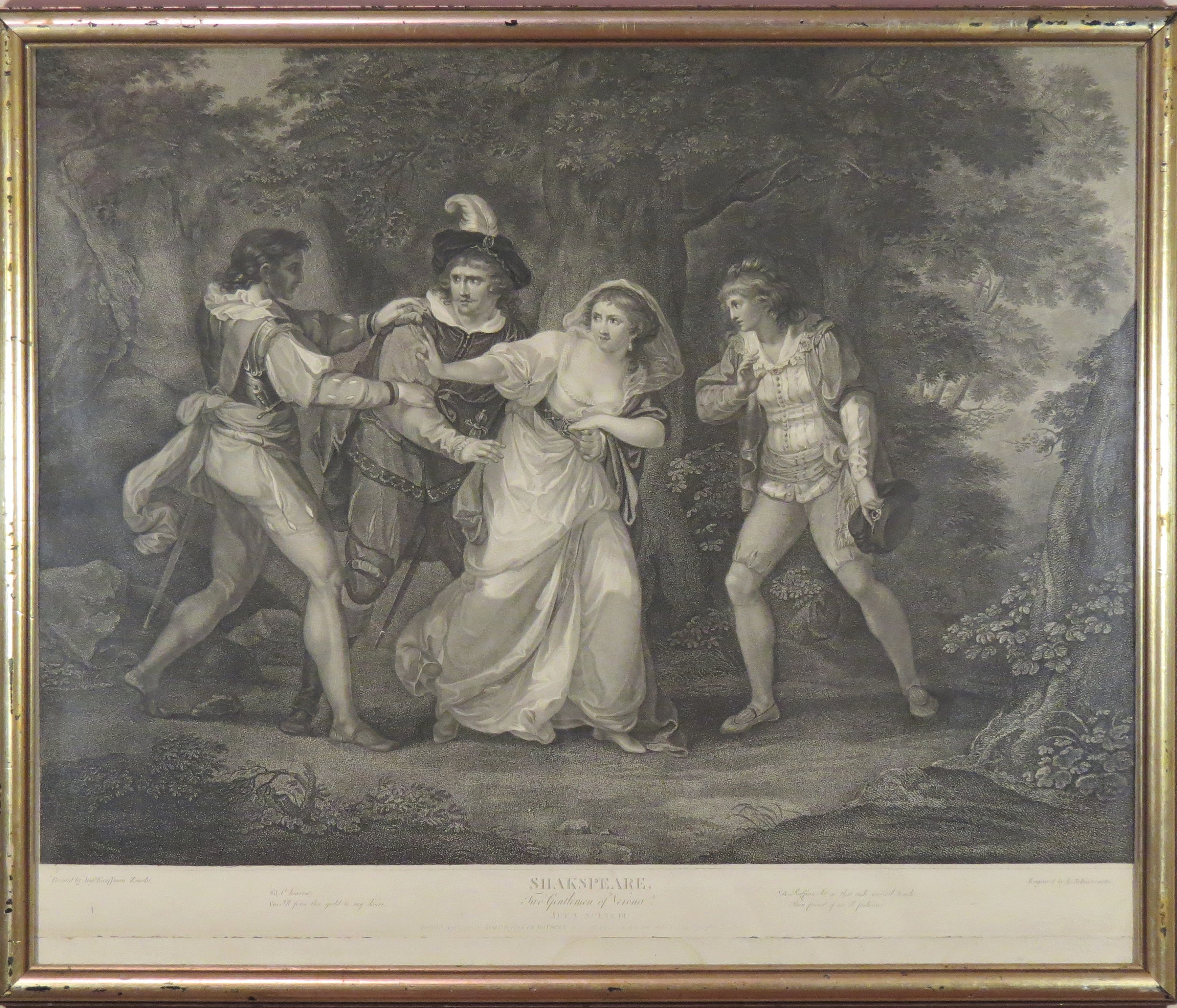 18th Century Stipple Engraving of Shakespeare's' Two Gentlemen of ...