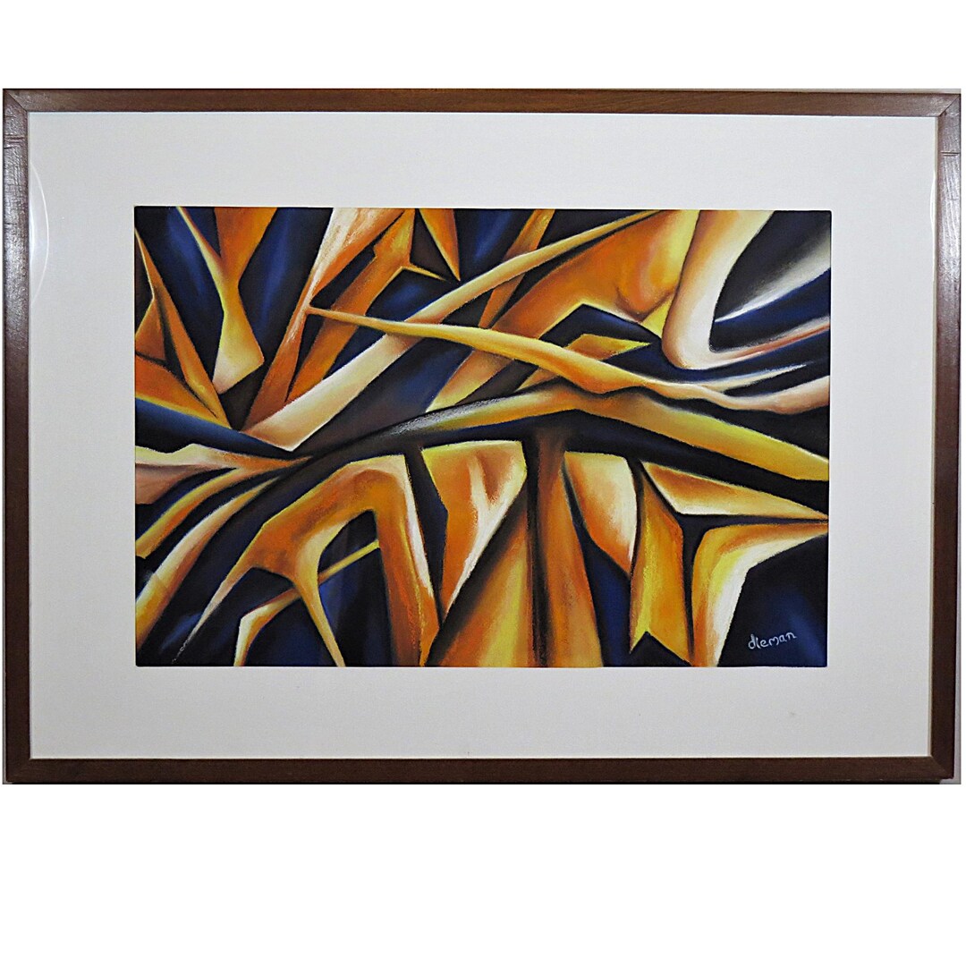 Signed Contemporary Geometric Abstract Chalk Pastel. - Etsy