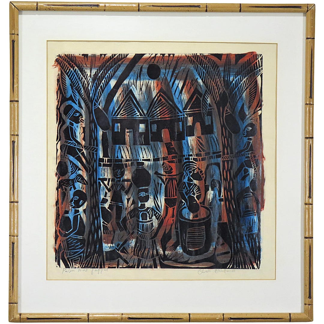 Rare Vintage Original Painting Titled in Pencil 'palm Wine Tapper ...