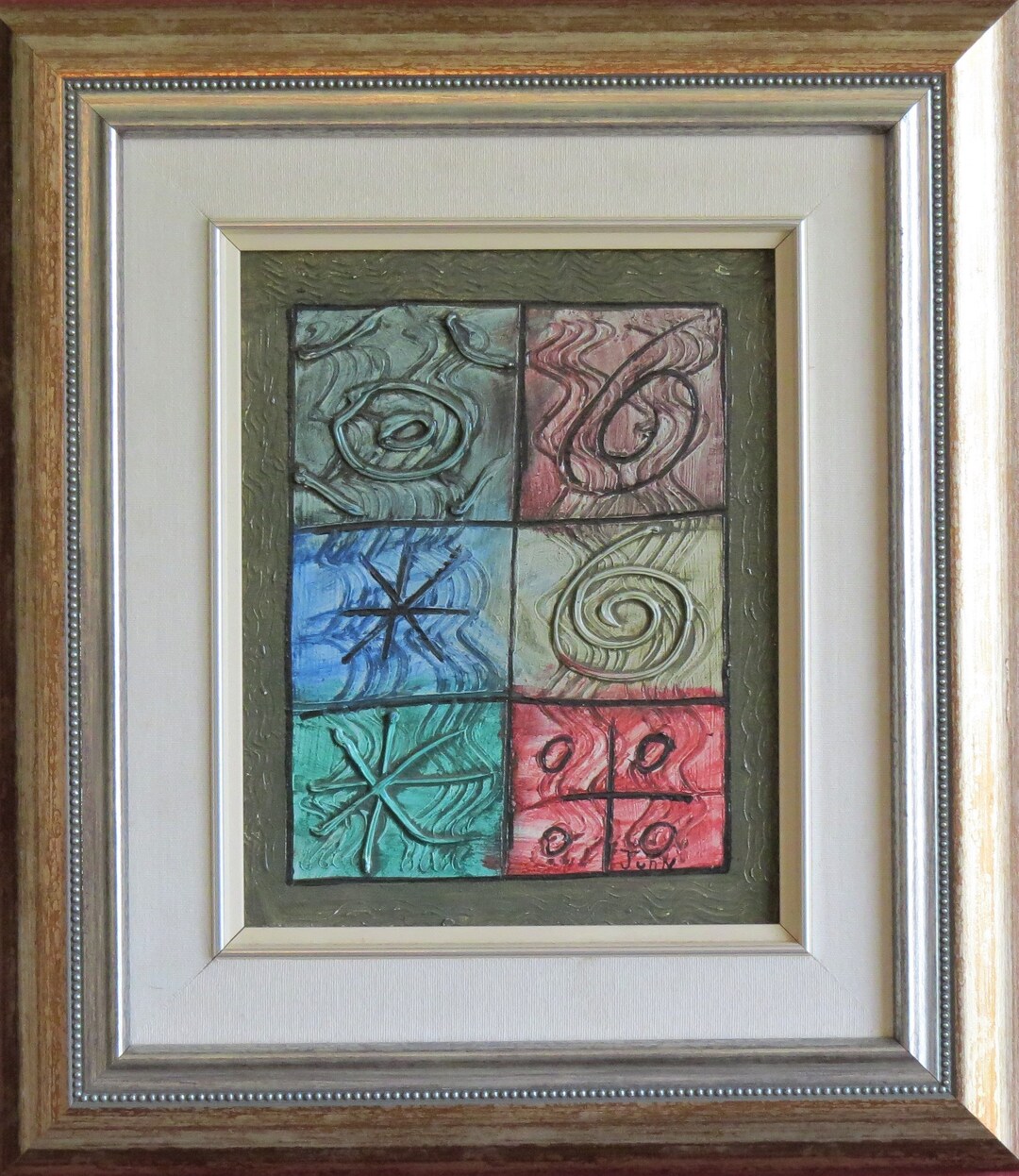 Signed Intaglio Style Oil Painting on Canvas Depicting 6 Symbols. - Etsy