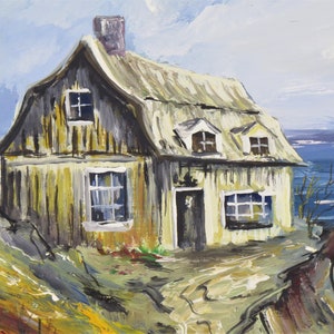 Vintage 1970s Oil Painting by Quebec Artist Tanguy Jutras – Cabin by ...