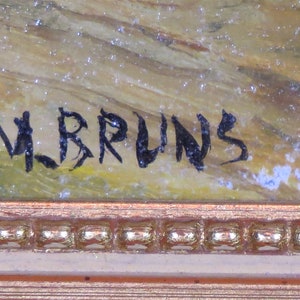 M. Bruns Small Oil Painting Depicting a Older Home Surrounded by Mature ...
