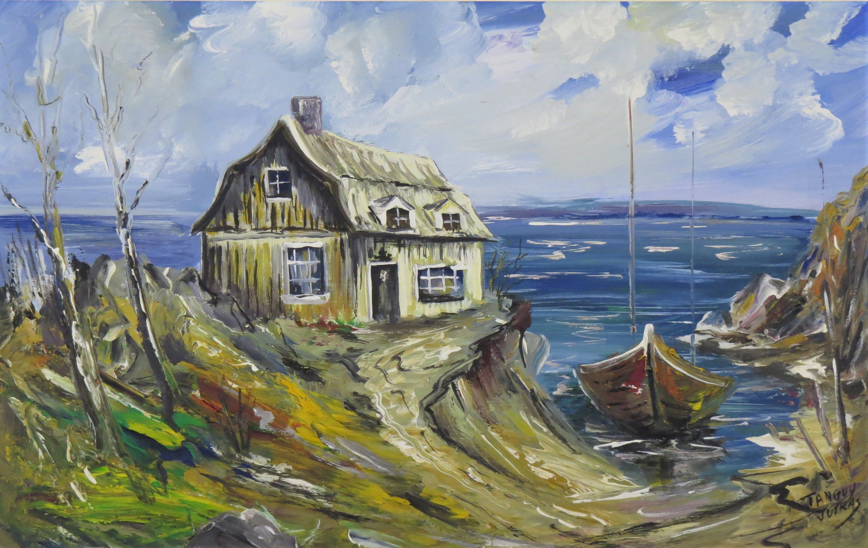Oil Painting of a Small Cabin by a Lake by Artist Tanguy Jutras' - Etsy