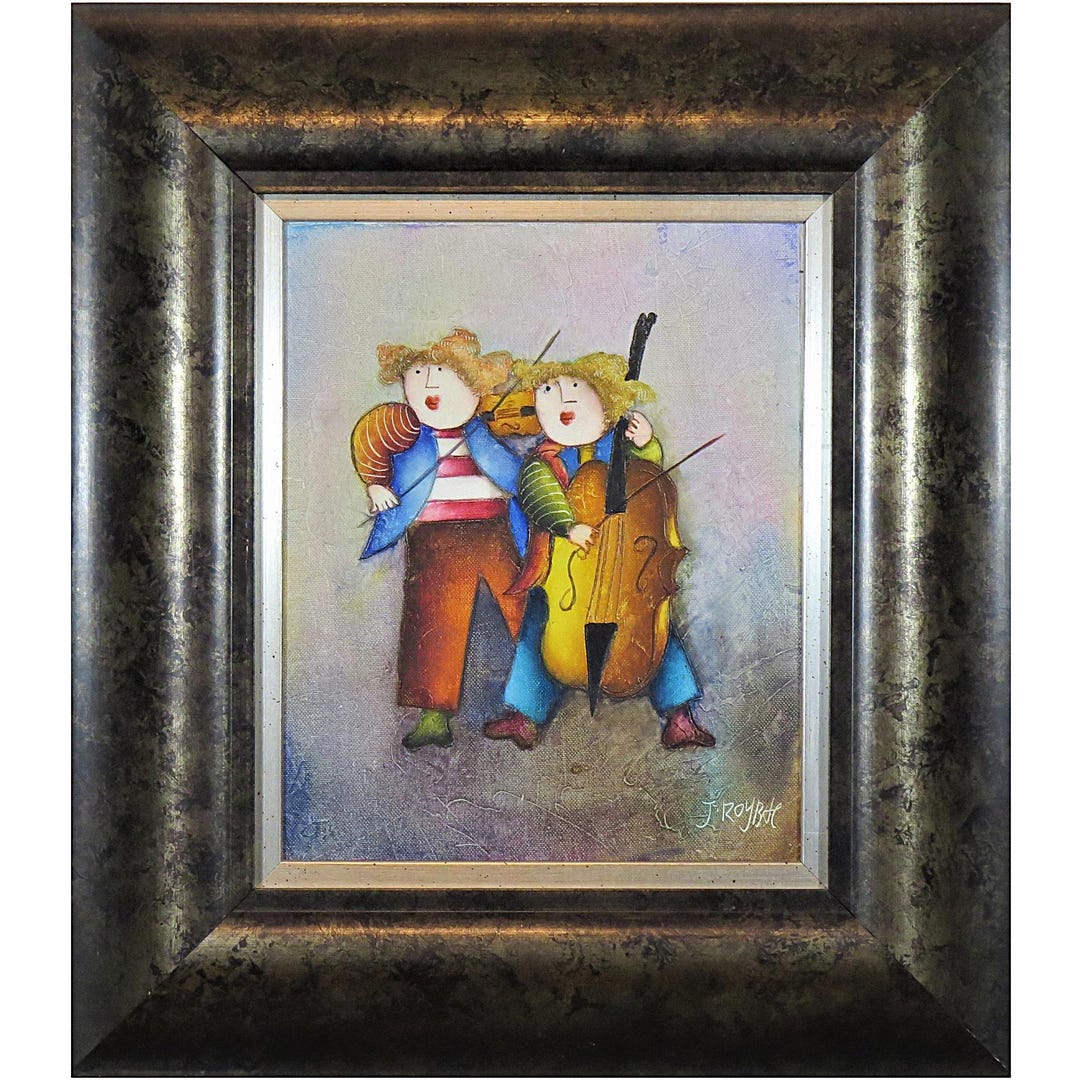 Joyce Roybal Acrylic Painting of Whimsical Puffy Faced Characters ...