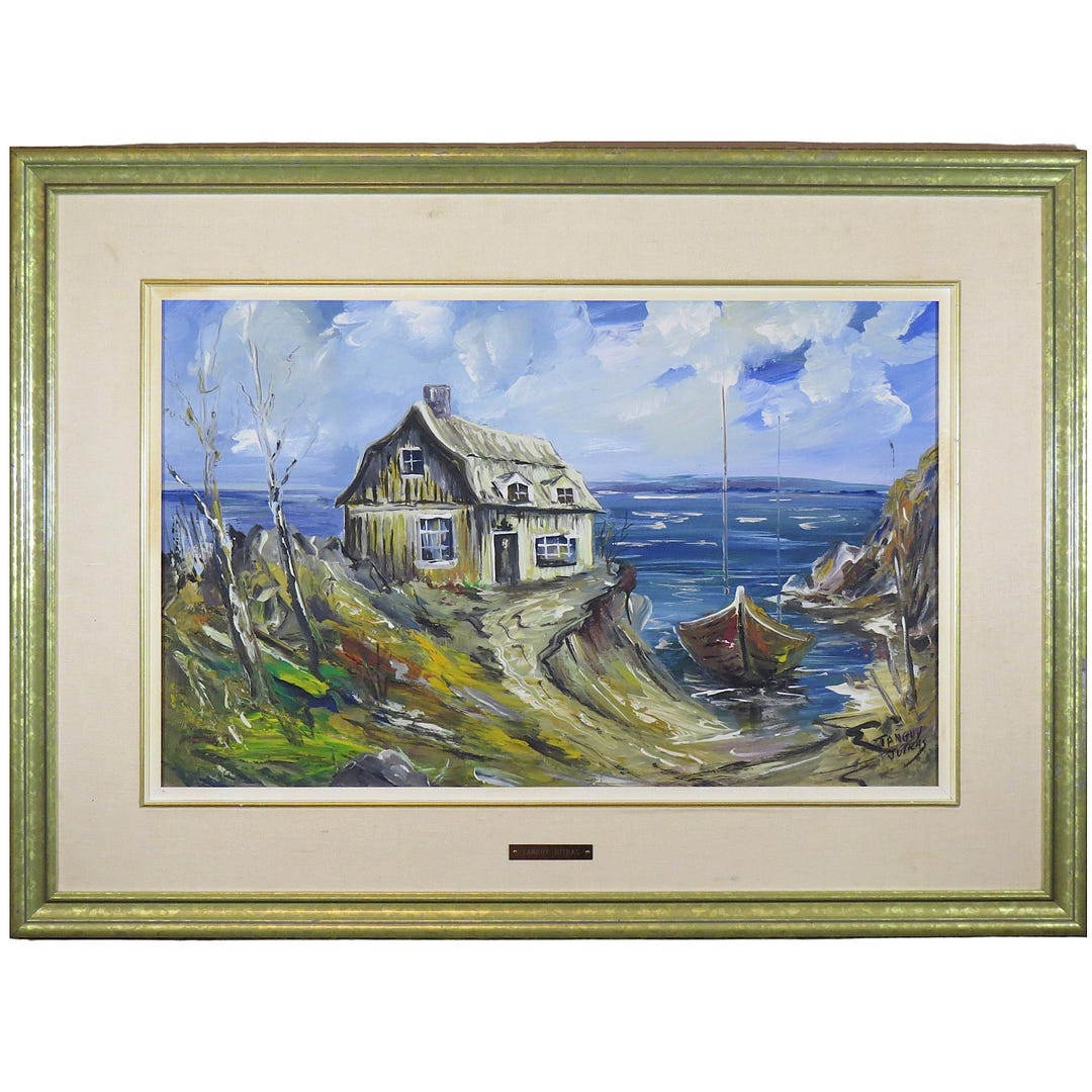 Oil Painting of a Small Cabin by a Lake by Artist Tanguy Jutras' - Etsy