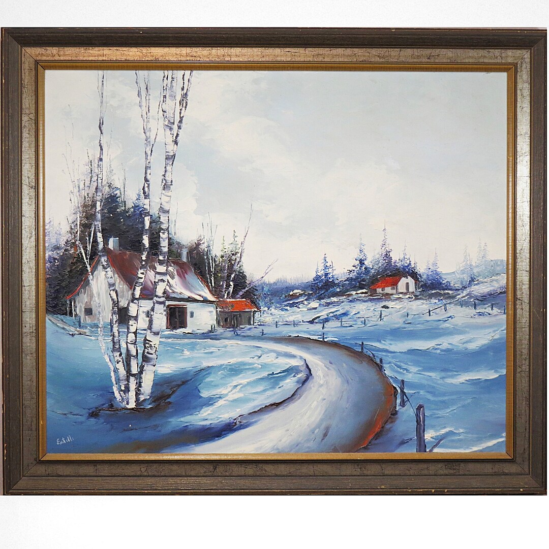Singed Oil Painting Depicting a Winding Path Past an Old Farmhouse. - Etsy