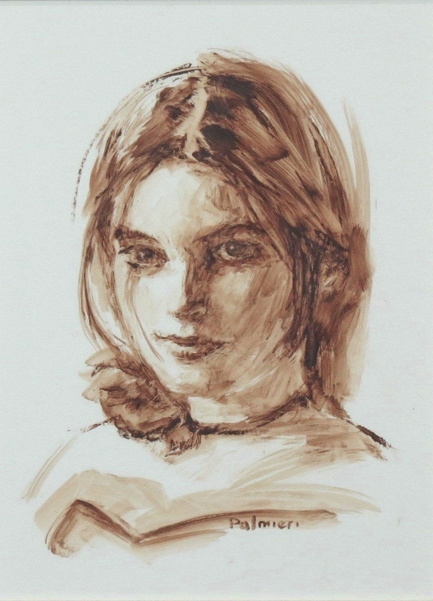 Frank Palmieri Portrait of a Young Woman in Sepia Tone - Etsy