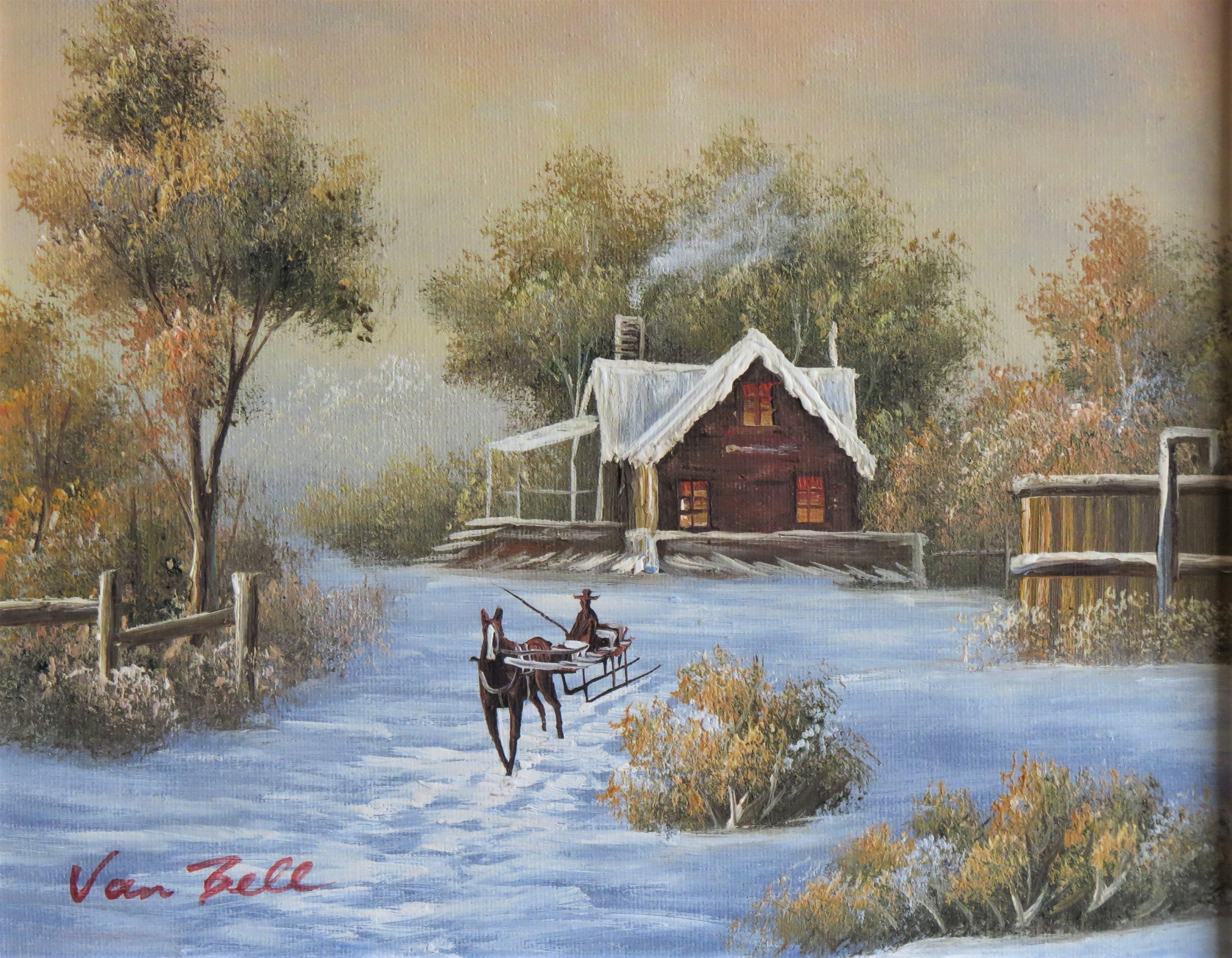 Van Bell Wonderful Winter Scene Oil Painting - Etsy