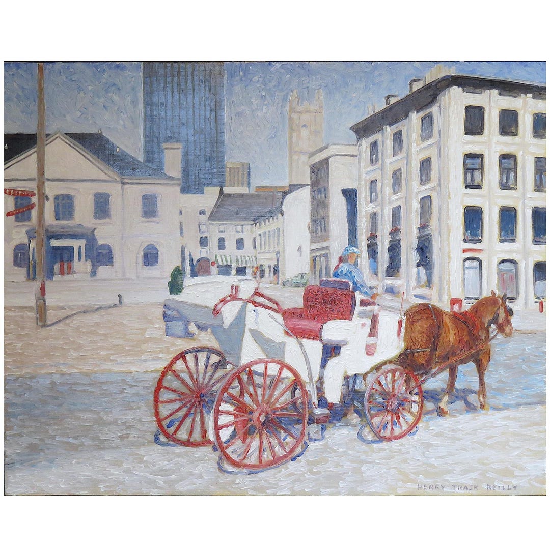 Henry Trask Reilly (US) - Oil Painting Depicting a Horse and Carriage ...