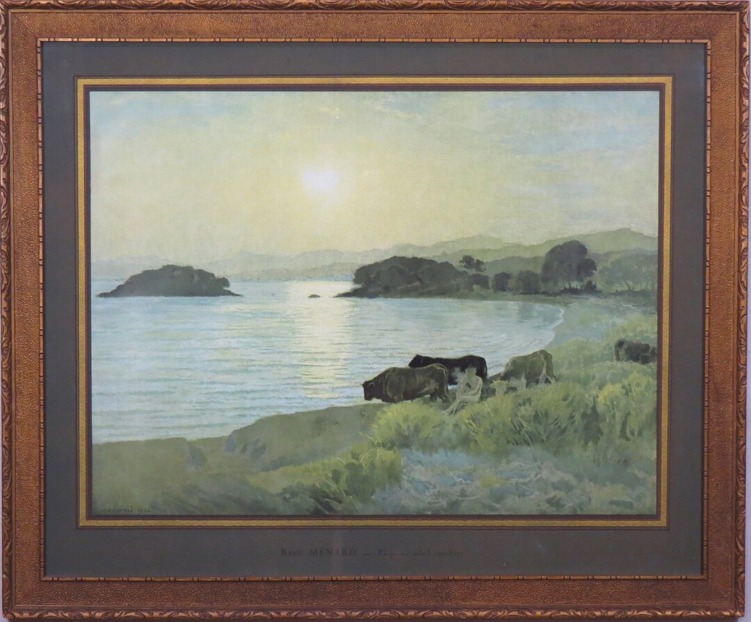 Emile-rene Menard Vintage Lithograph Titled 'plage Au Soleil Couchant ...