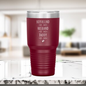 Daddy Est 2024 Tumbler, Boyfriend Husband Daddy Est Cup, First Time Dad ...
