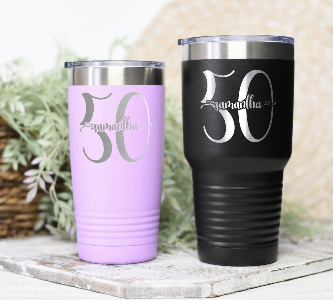 50th Birthday Tumbler, Personalized 50th Birthday Cup, 50 and Fabulous ...