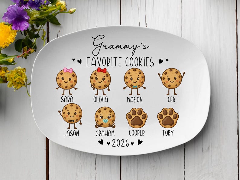 Grandma's Favorite Cookies Plate, Grandma Gift, Family Platter ...