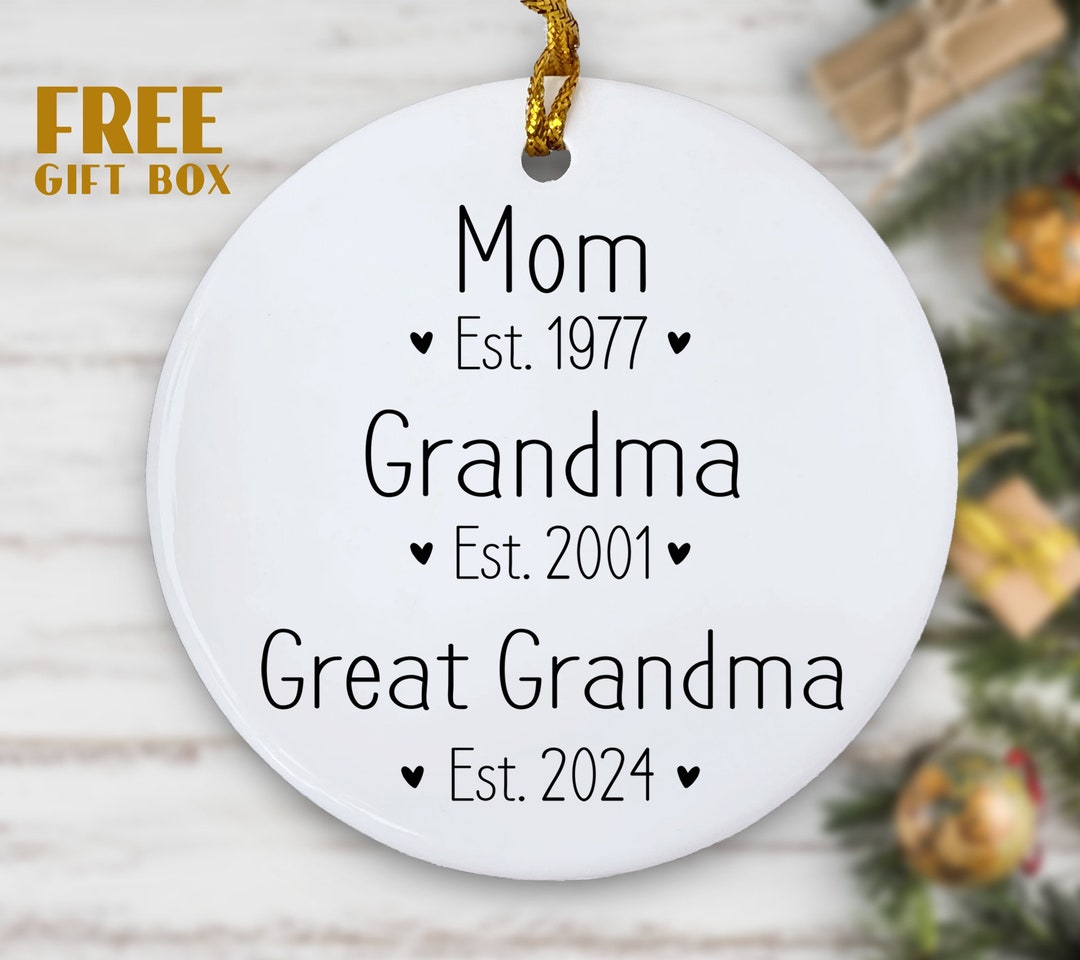 Great Grandma Est 2024 Ornament, Personalized Grandma Gift, New Baby ...