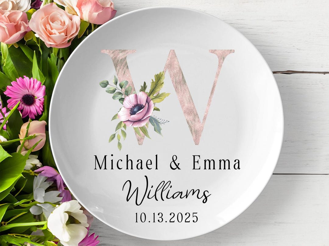 Newlywed Plate, Personalized Wedding Plate, Gift for Couple, Just ...