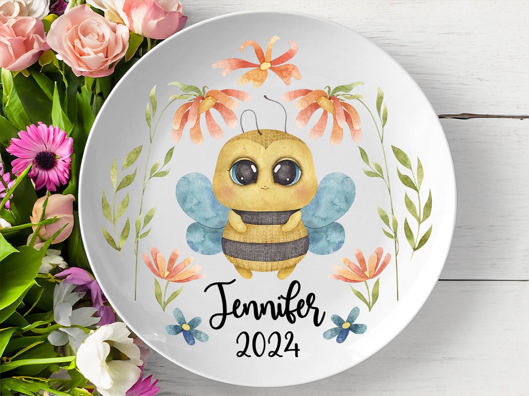 Bee Plate, Personalized Kids Plate, Bumble Bee Plate, Girl Bee Plate ...