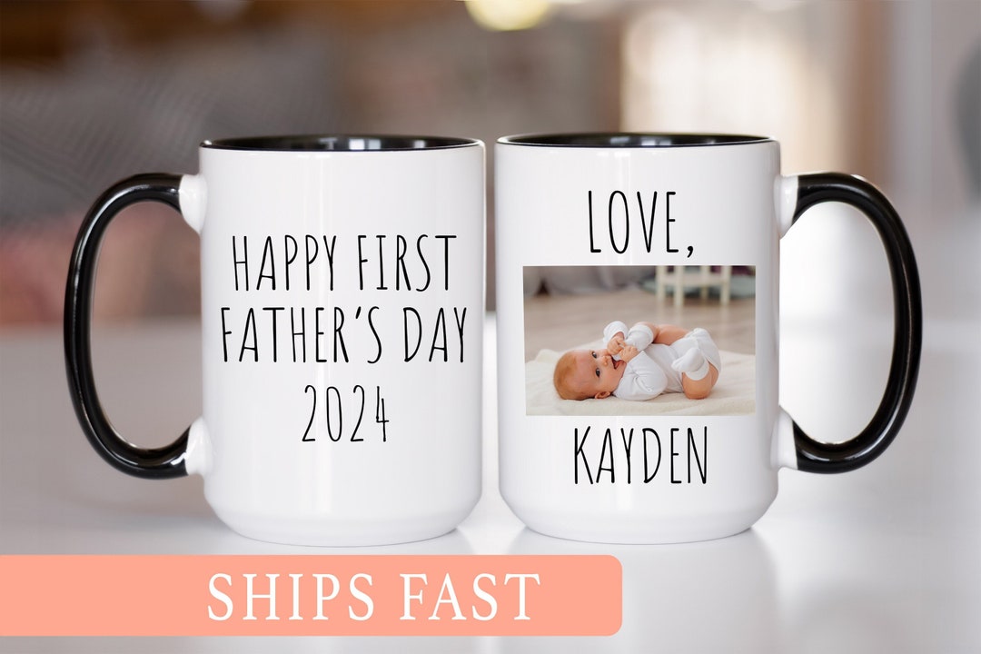Happy First Father's Day Mug, Personalized New Dad Mug, 1st Time Daddy ...