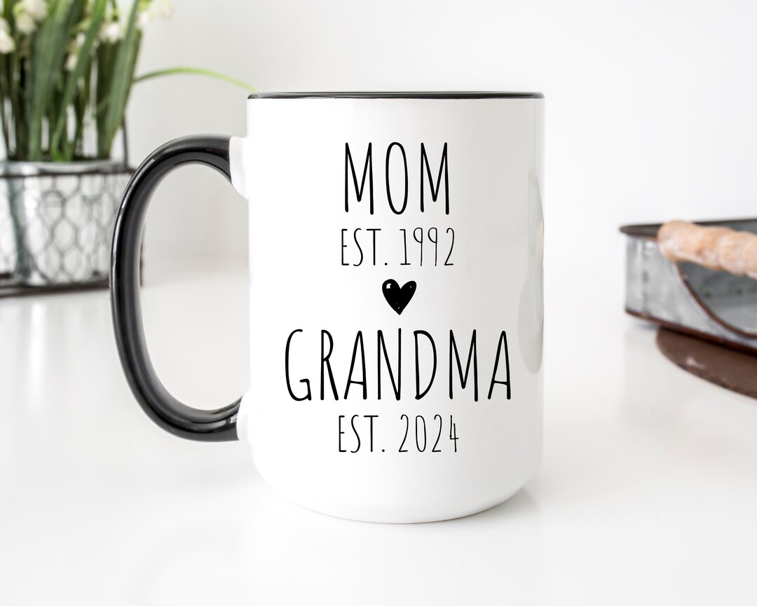 Mom Grandma Est 2024 Mug, Grandma Mug, New Grandma Gift, Grandmother ...