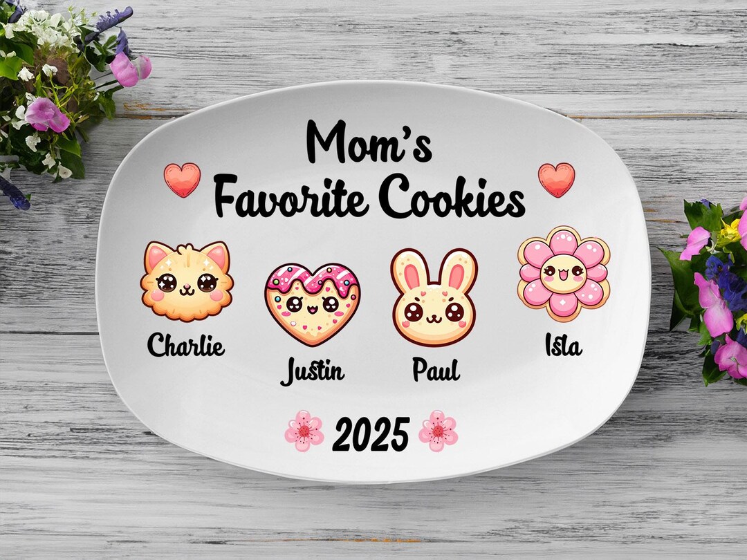 Personalized Mom Gift, Mommy's Little Cookies, Mom Plate With Kids ...