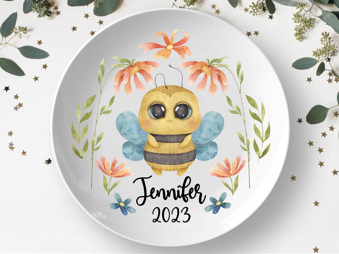 Bee Plate, Personalized Kids Plate, Bumble Bee Plate, Girl Bee Plate ...