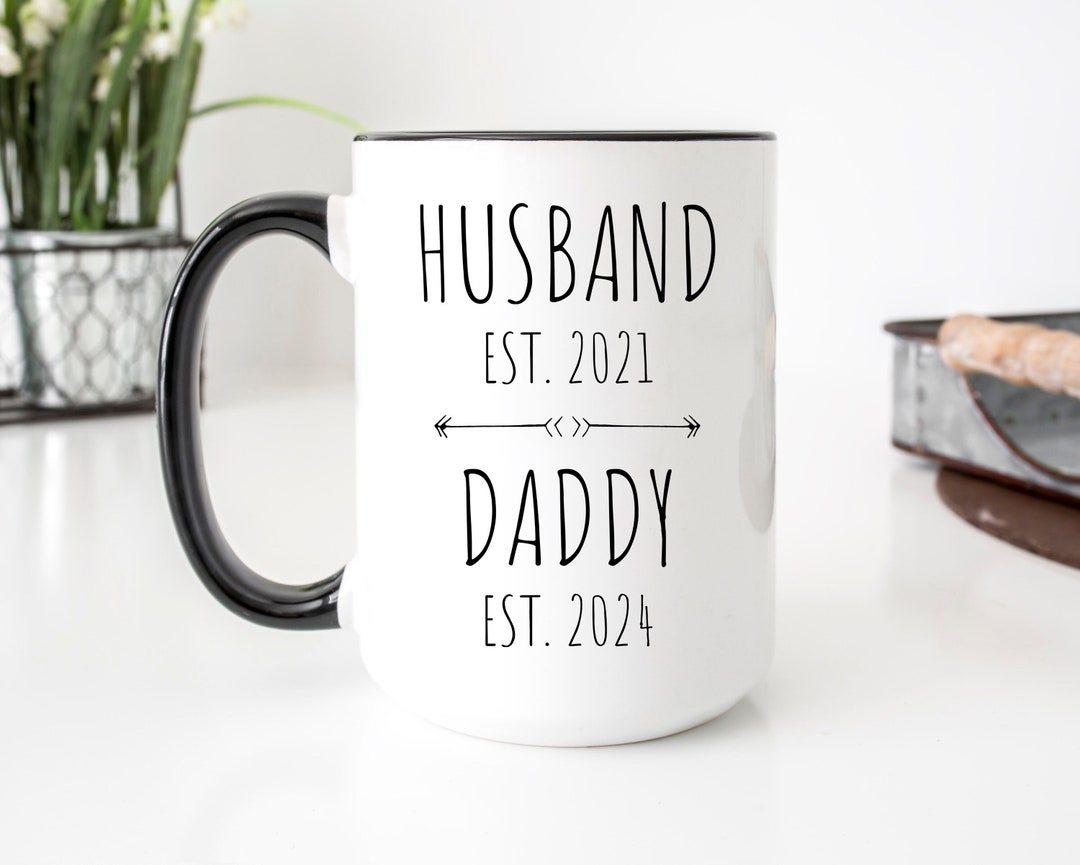 Husband Daddy Est Mug, Personalized Daddy Mug, Pregnancy Reveal for ...