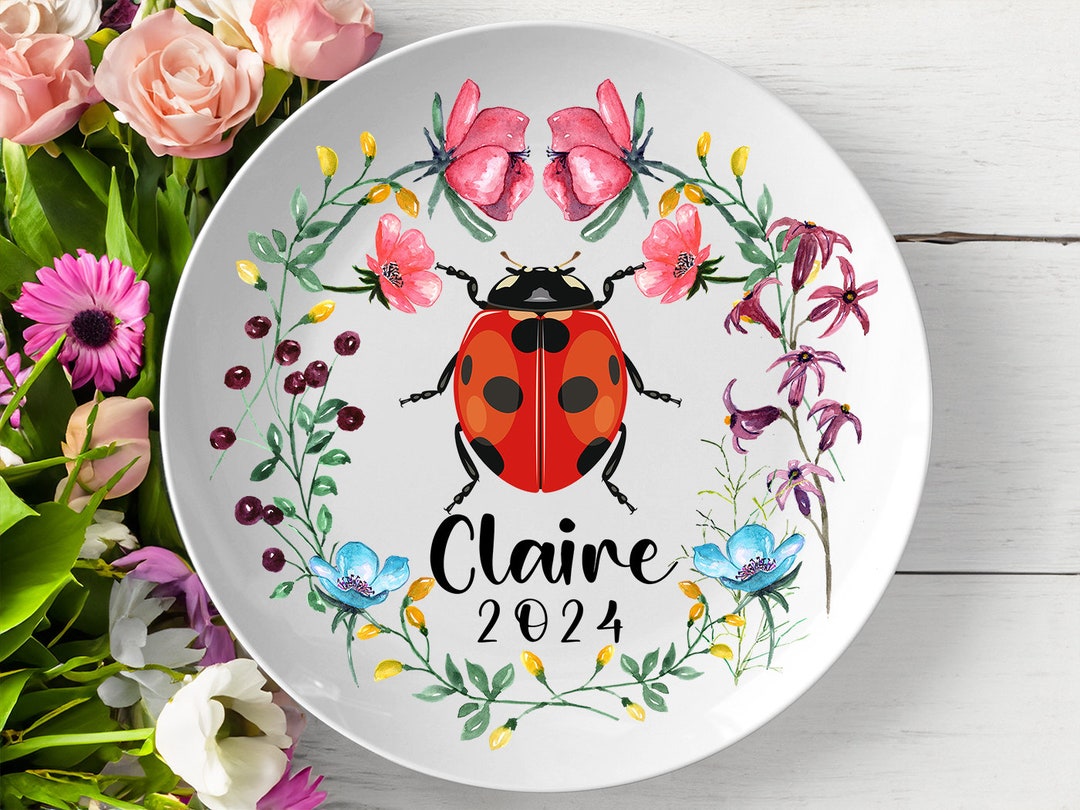 Ladybug Plate, Personalized Plate, Ladybug Gift, Girls Christmas Plate ...