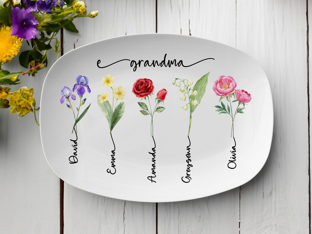 Personalized Grandma Gift, Grandma Plate With Kids Names, Custom Birth ...