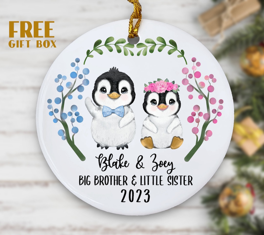Big Brother Little Sister Ornament, Personalized Siblings Ornament ...