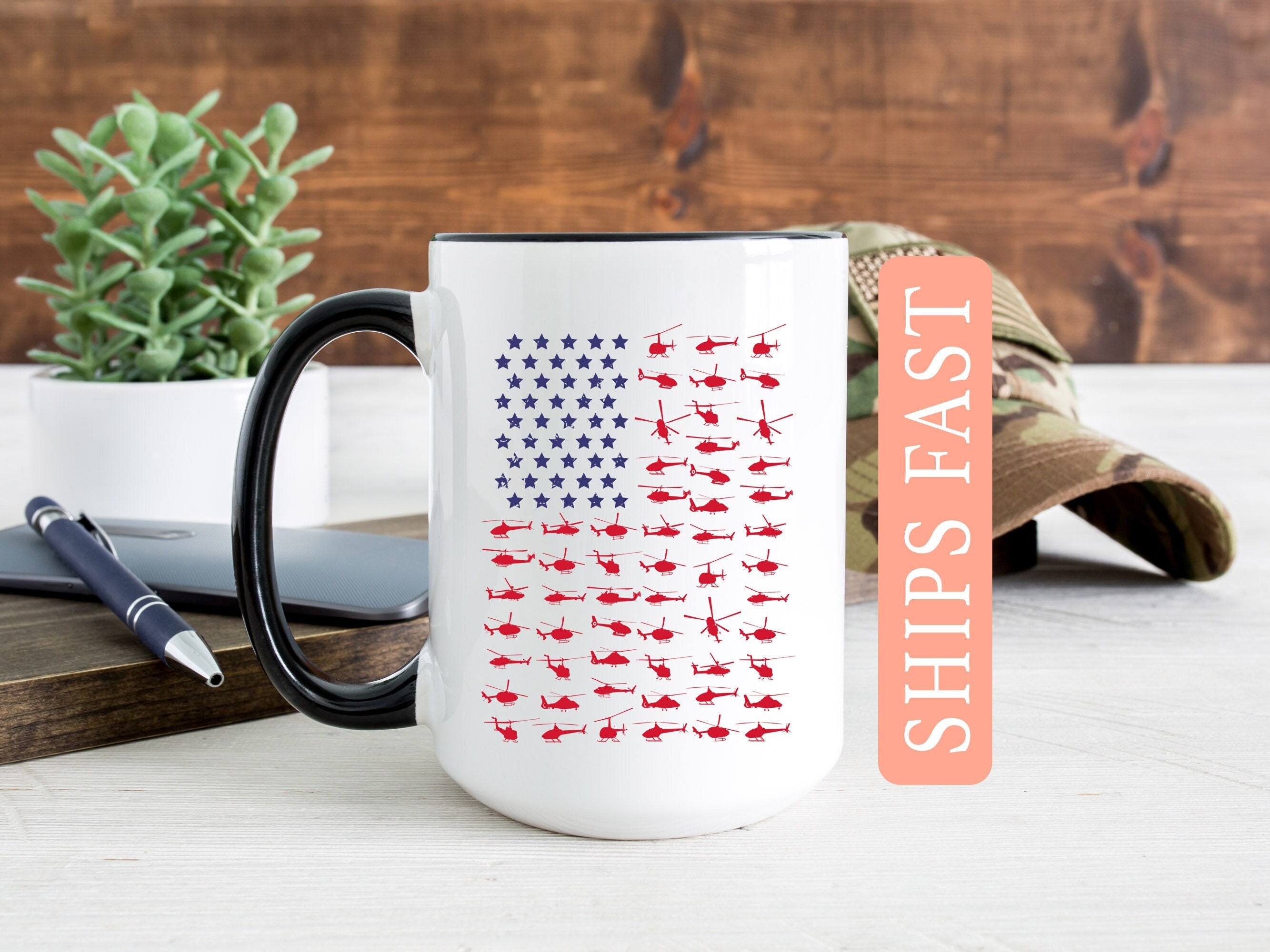 Helicopter American Flag Mug, Aviation Mug, Helicopter Gift American ...
