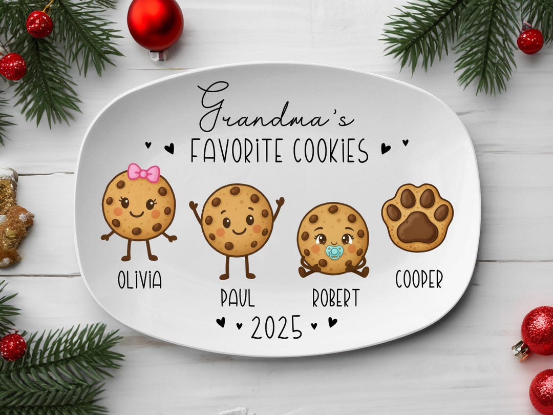 Grandma's Favorite Cookies Plate, Grandma Gift, Family Platter ...