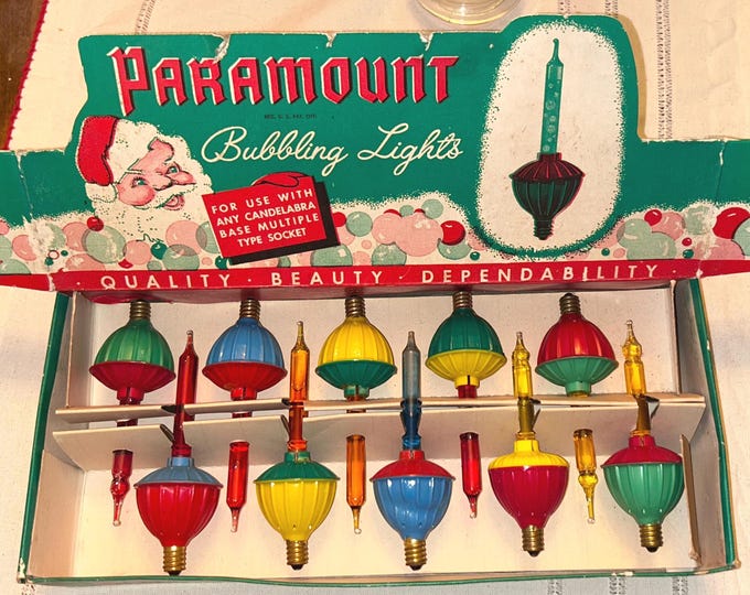 RARE 1940’s PARAMOUNT Bubble Christmas Lights~in Store Display Box of ...