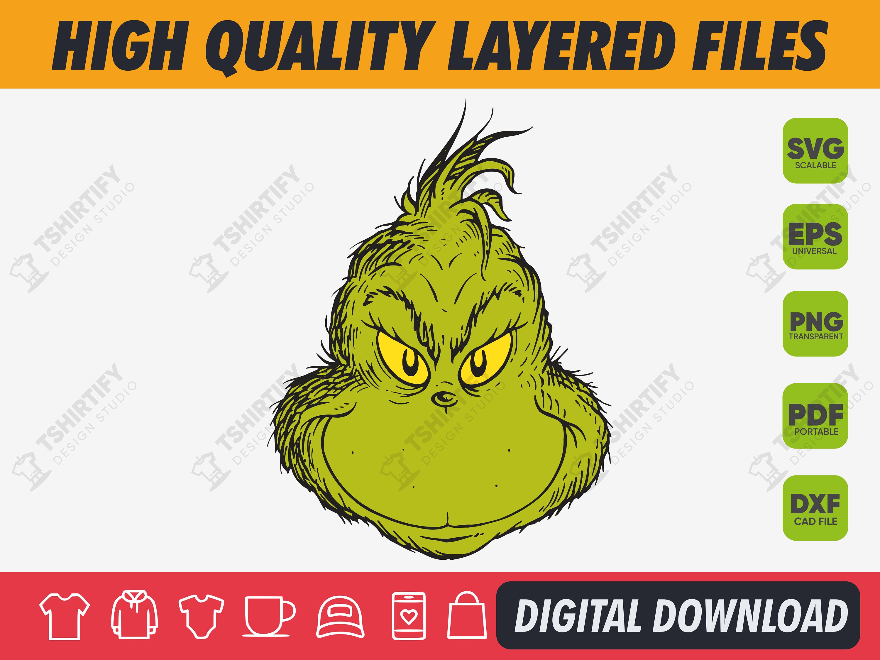 Grinch Face Svg Png Pdf Eps Dxf Svg Files for Cricut - Etsy Canada