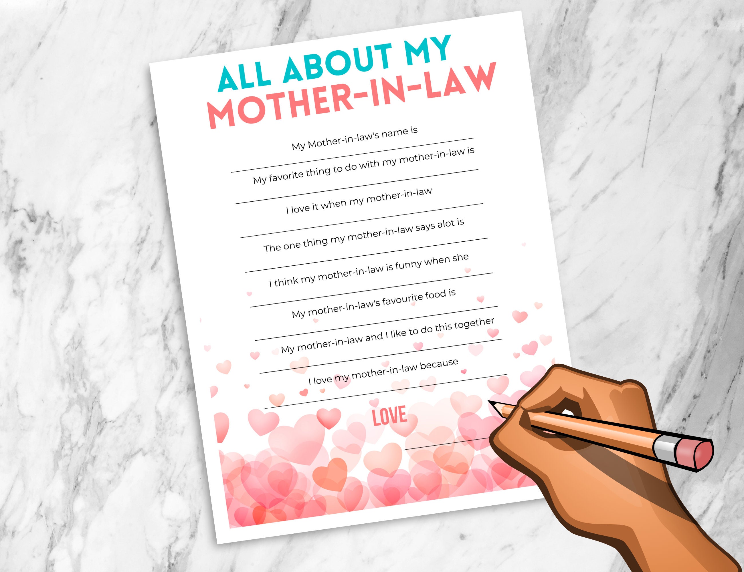 All About Mom Questionnaire Mother's Day Fill-in-the-blank, All About ...
