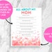All About Mom Questionnaire Mother's Day Fill-in-the-blank, All About ...