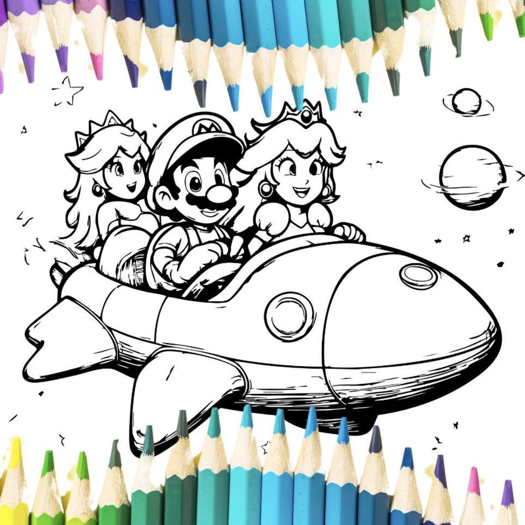 100 SUPER MARIO Inspired Coloring Pages, A4 Format Coloring Book for ...