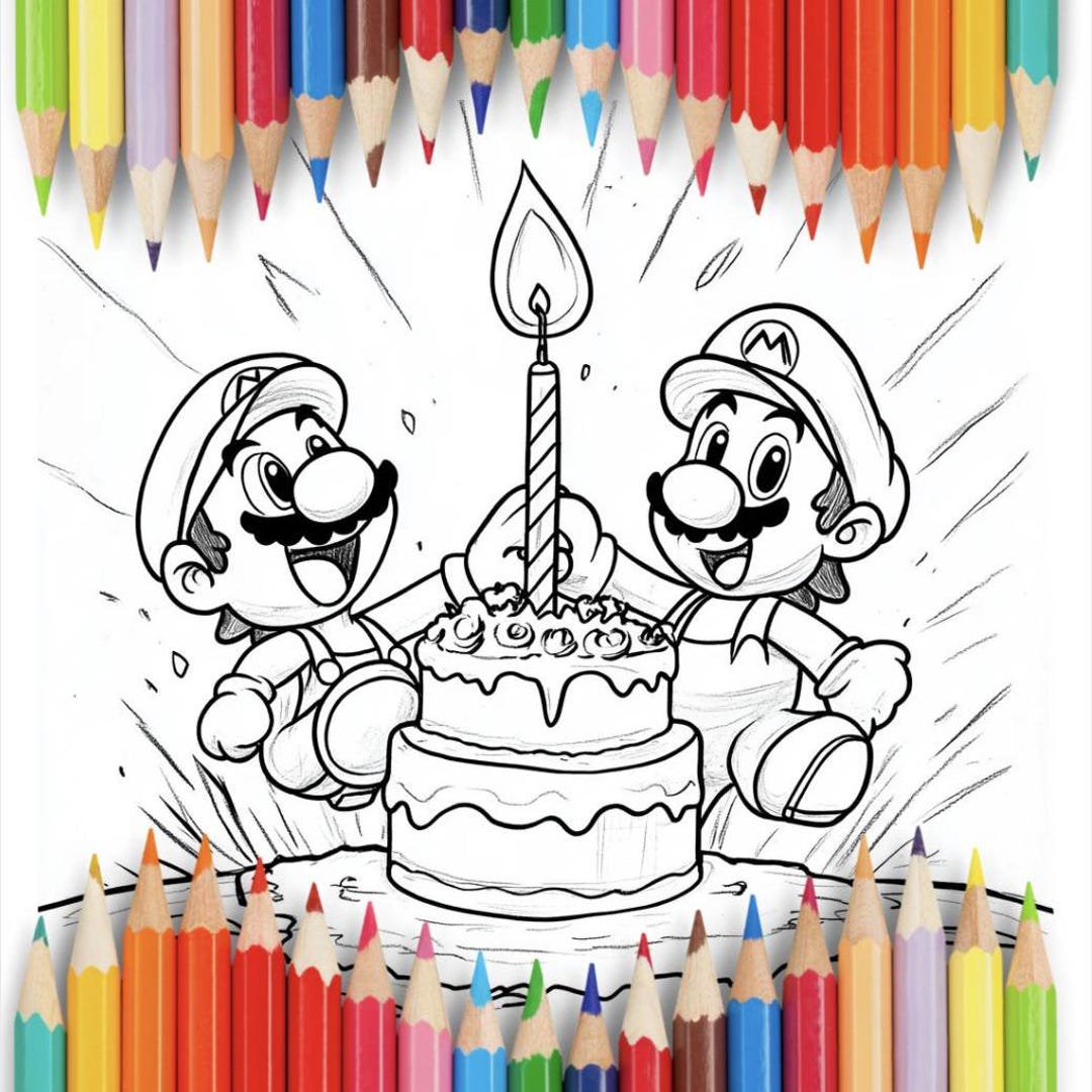 100 SUPER MARIO Inspired Coloring Pages, A4 Format Coloring Book for ...