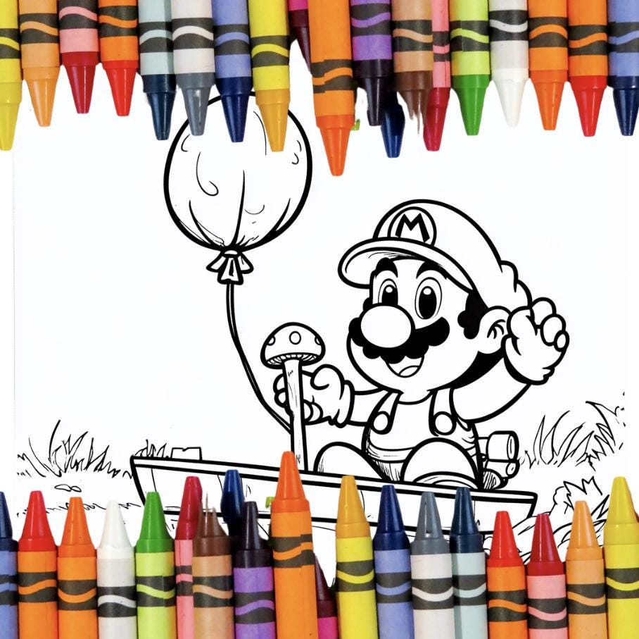50 SUPER MARIO Inspired Coloring Pages, A4 Format Coloring Book for ...